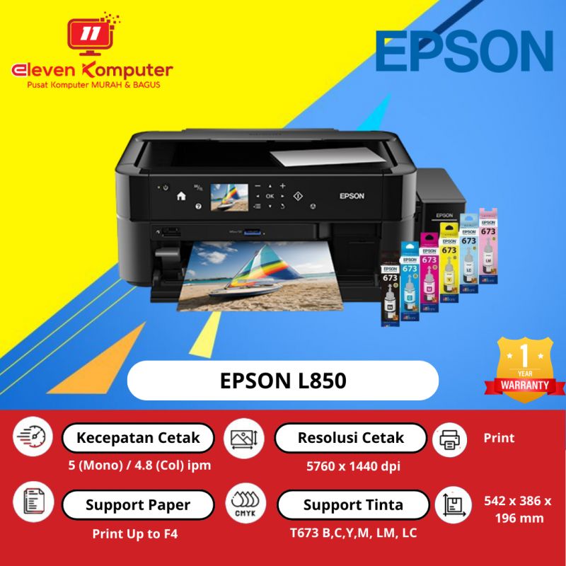 Printer Epson L850 Multi-functional Borderless Photo Printing