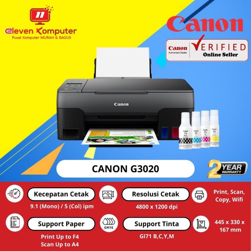 Printer Canon G3020 Print, Scan Copy, Wifi