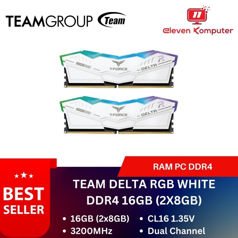 DDR4 Team Delta RGB White 16GB (2x8GB) 3200Mhz